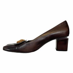 Irene Adler | Shoes | Irene Adler Brown Leather Square Toe Chunky Notch ...